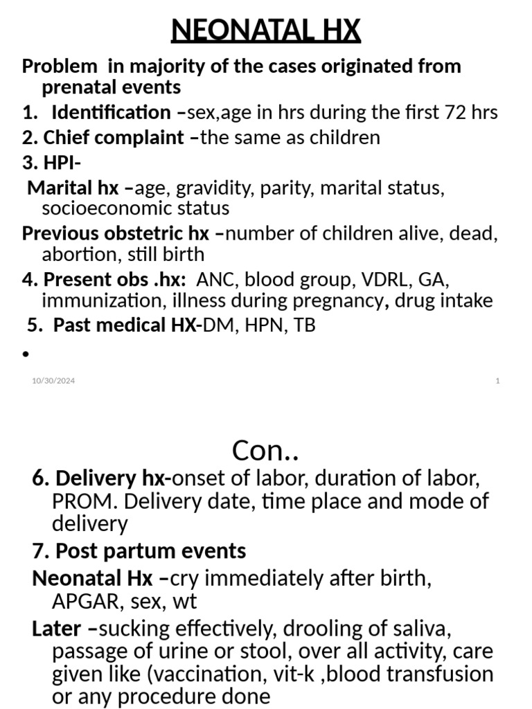 Neonatal History and PE | PDF | Anatomical Terms Of Motion | Medical ...