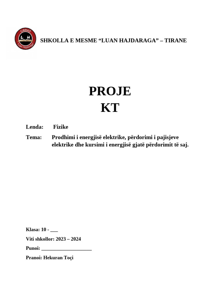 Faqja e Pare e Projektit 4 | PDF