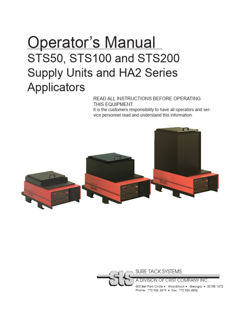STS Supply Units & HA2 Applicators Manual | PDF | Valve | Fuse (Electrical)