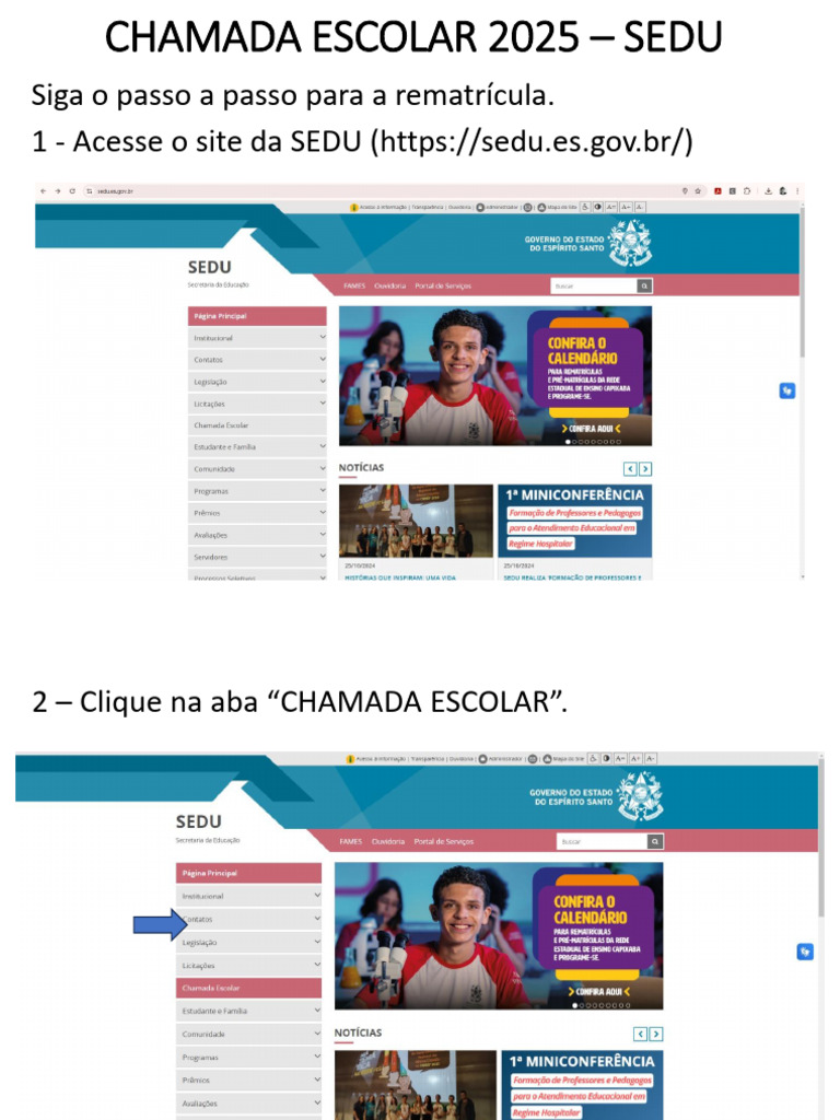 CHAMADA ESCOLAR 2025 – SEDU intermediário | PDF