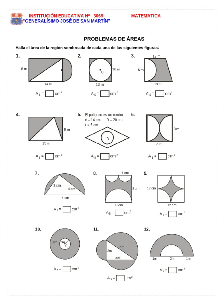 Anexo Matematica Areas Sombreadas | PDF