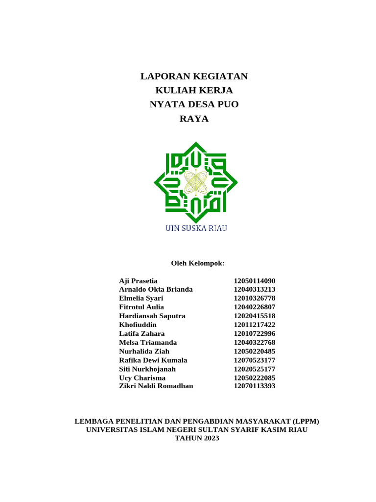 Laporan KKN Desa Puo Raya 2023 | PDF