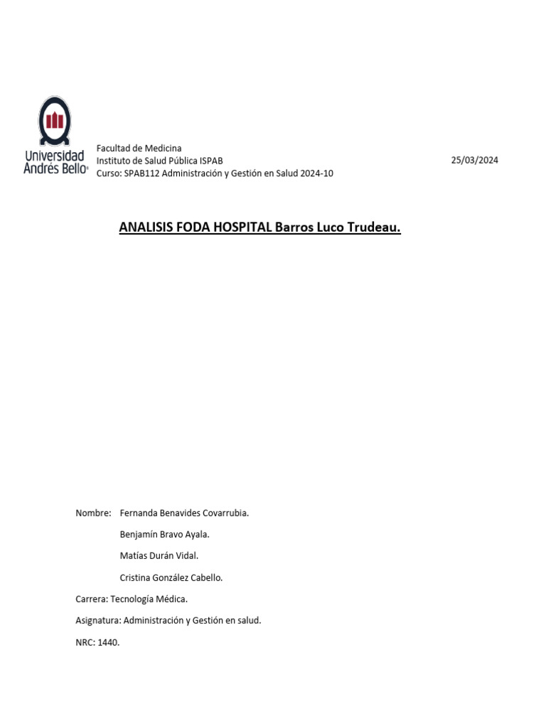 Analisis FODA HBLT | PDF | Hospital | Análisis FODA