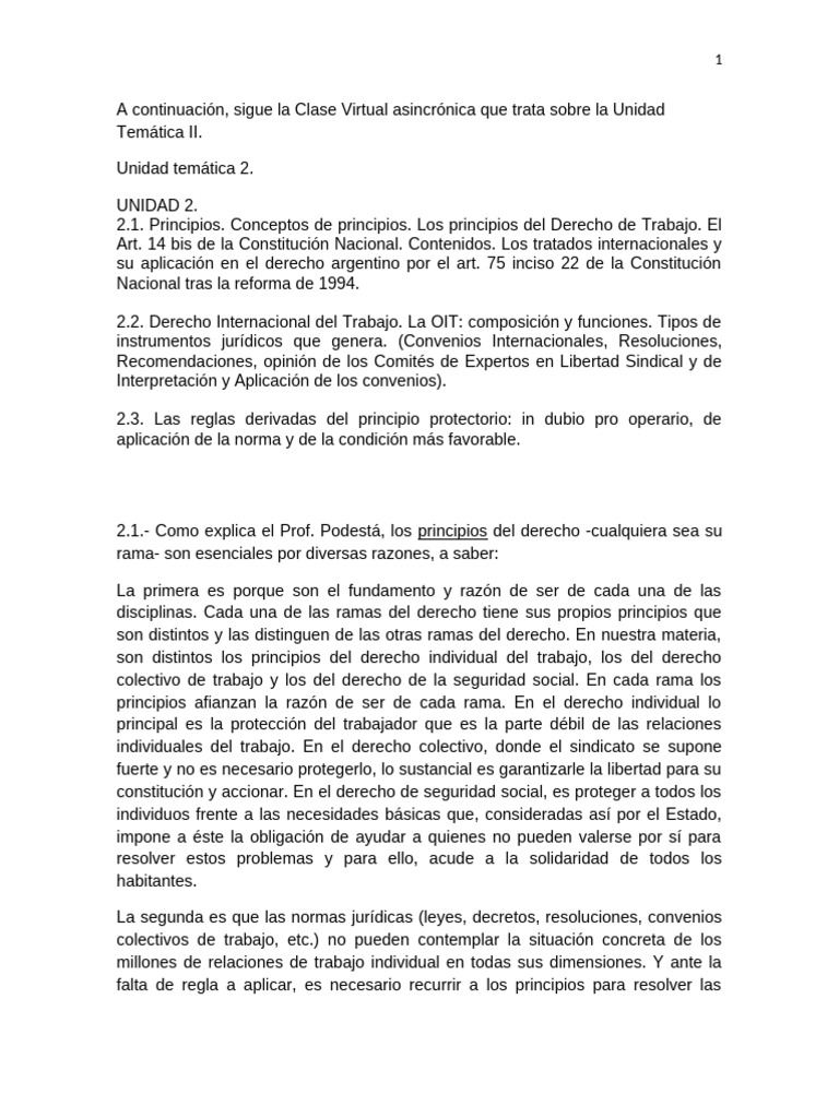 Principios del Derecho Laboral Argentino | PDF | Organización ...