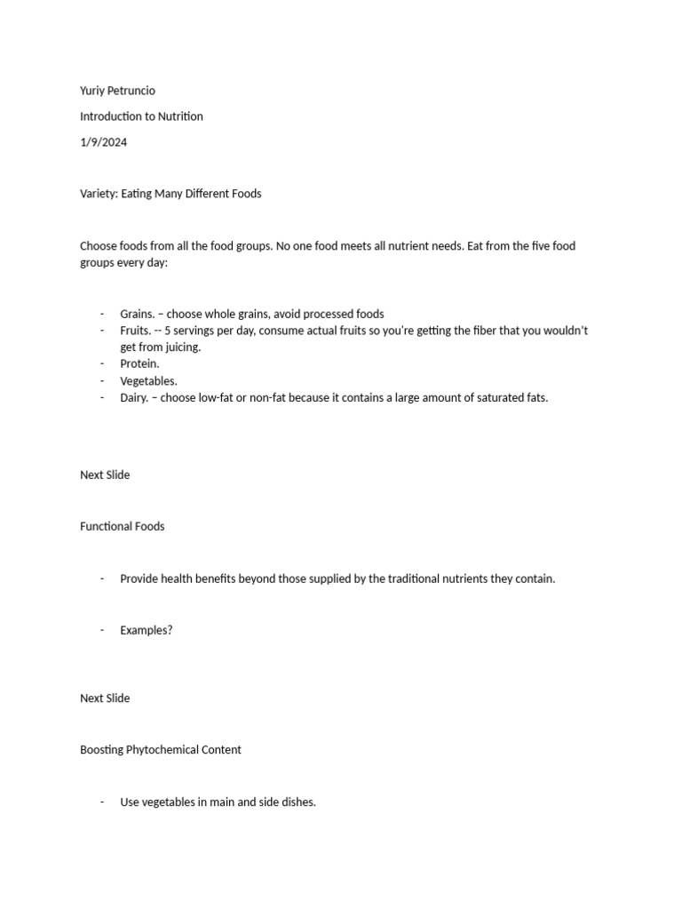 Introduction To Nutrition | PDF | Foods | Nutrition