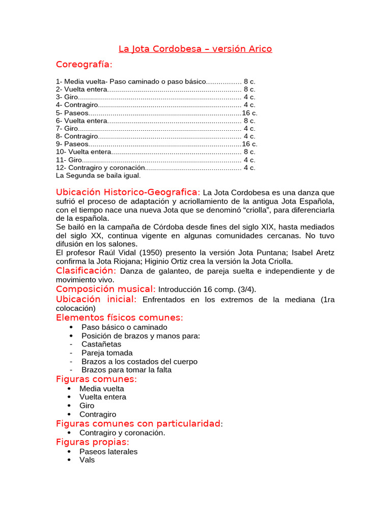 La Jota Cordobesa 1 | PDF | Bailes