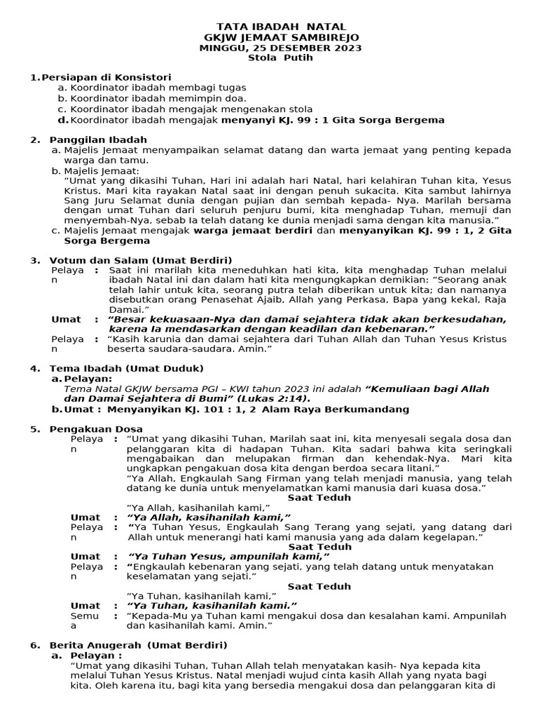 Tata Ibadah Natal 25 Des Panthan | PDF