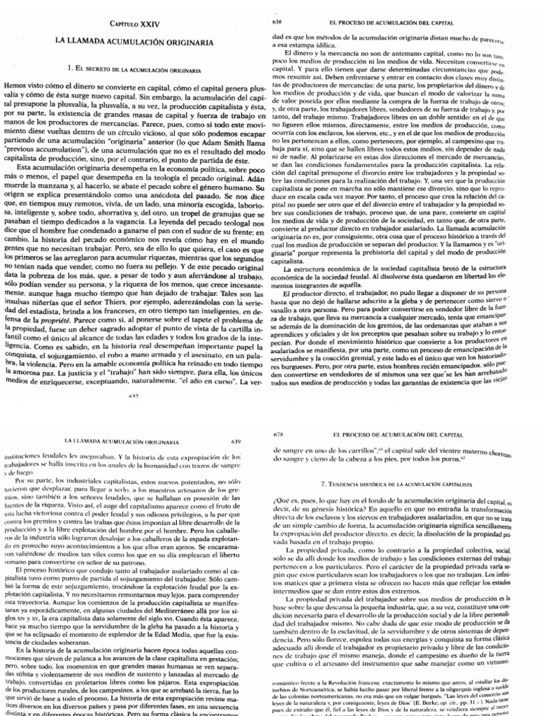 El Capital Cap. XXIV La Llamada Acumulación Originaria. Partes 1 y 7 | PDF El Capital Cap. XXIV La Llamada Acumulación Originaria. Partes 1 y 7 | PDF