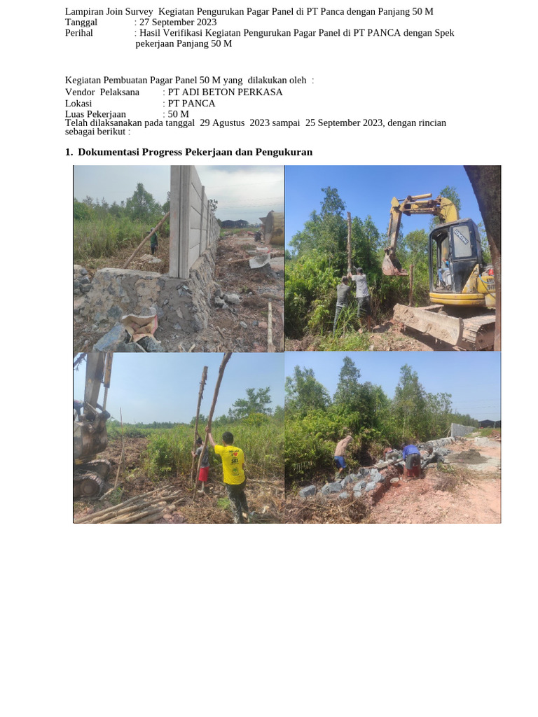 Lampiran BAP PT Panca Projek Pagar Panel ke 2 | PDF