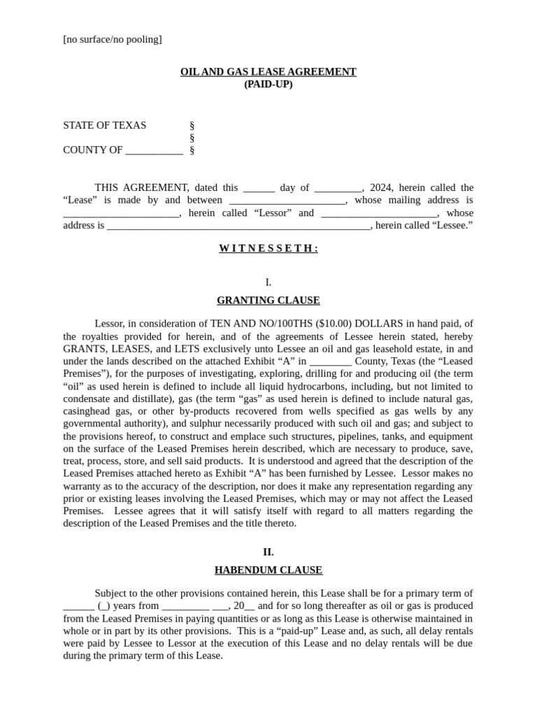 Crain Mineral Lease Form | PDF | Lease | Assignment (Law)