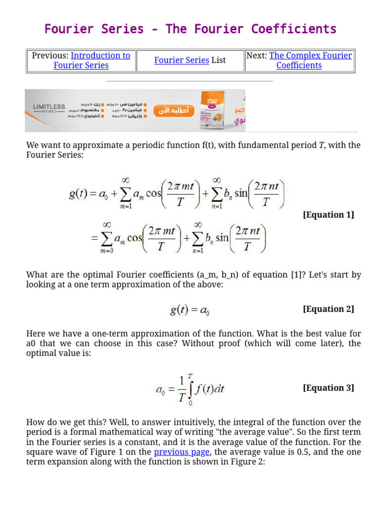 The Fourier Series Coefficients | PDF | Fourier Series | Function (Mathematics)