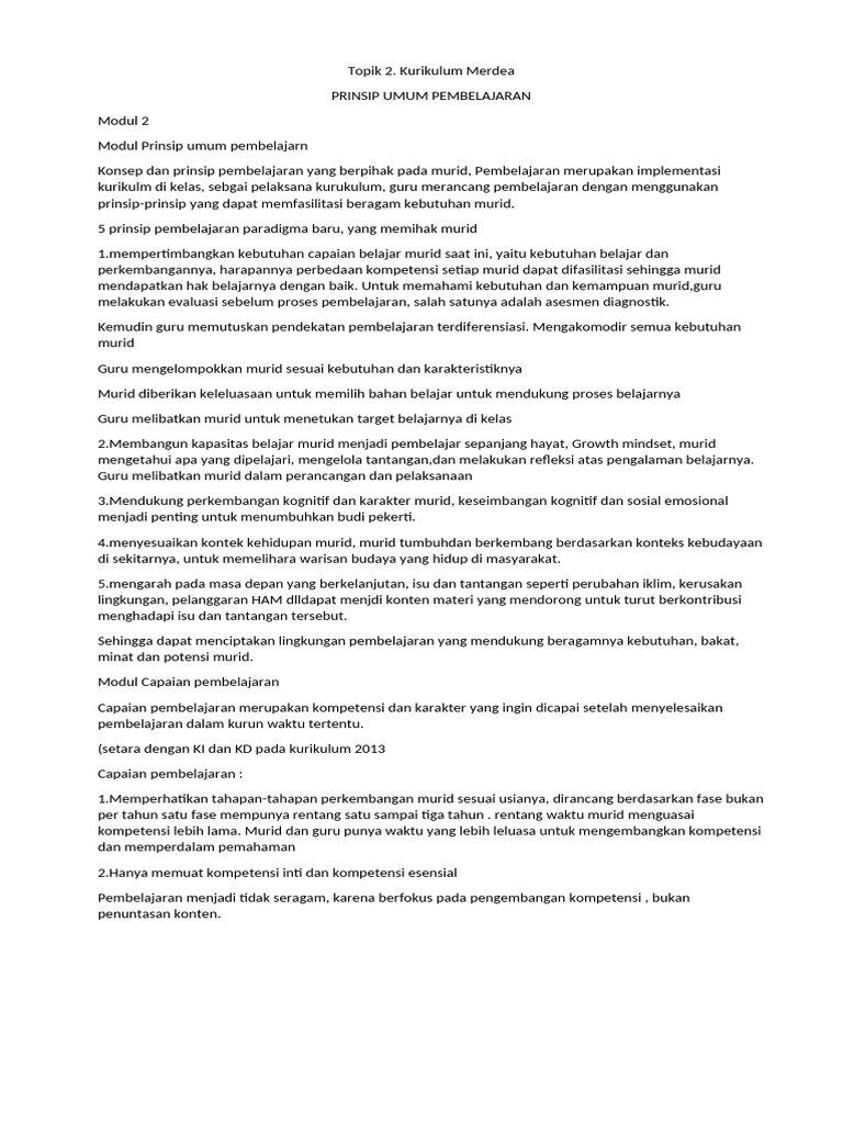 Topik 2. Prinsip Umum Pembelajaran | PDF