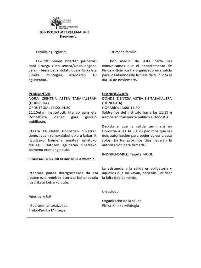 Eskutitza Zientzia Astea 2023 | PDF