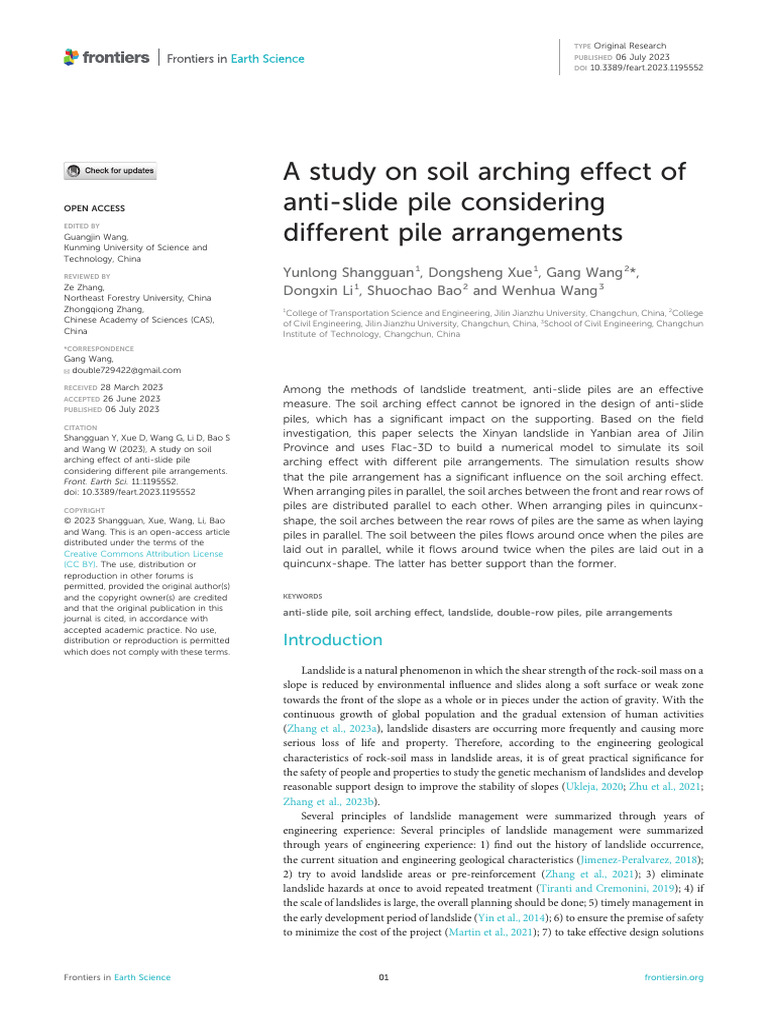 Arching Effec of Anti Slide Pile | PDF | Young's Modulus | Landslide