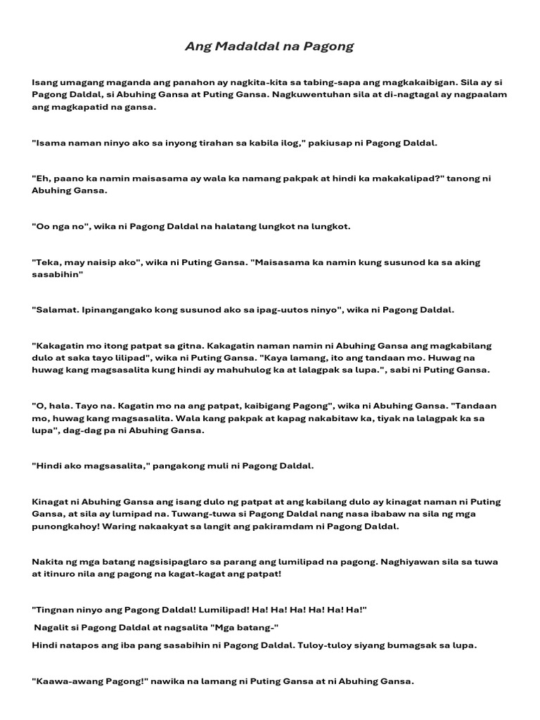Si Pagong Madaldal | PDF