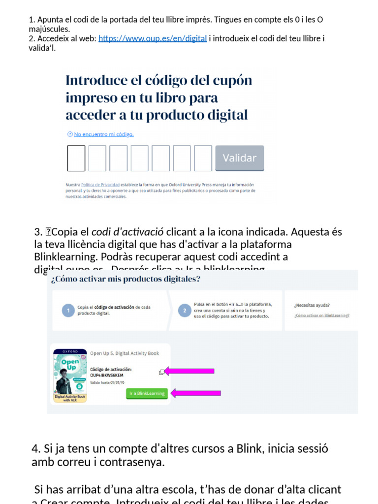 Instruccions Bescanvi Codi Alumnes Fins Obtenir Llicència Digital | PDF