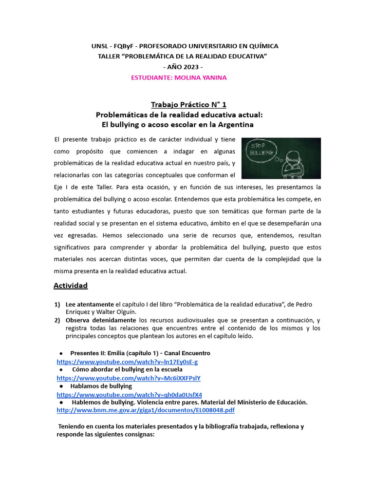 Trabajo Práctico Integrador 2023 | PDF | Maestros | Salón de clases