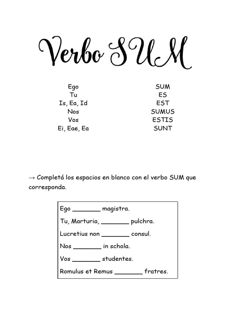 Conjugación del Verbo "SUM" en Latín | PDF