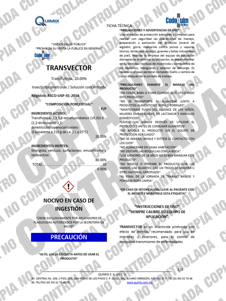 FT Transvector Uvl | PDF | Agua | Vómitos