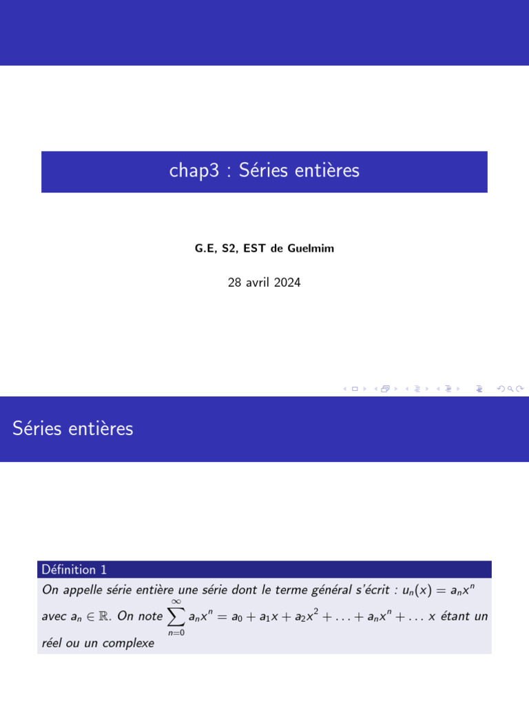 Chap3 1 | PDF | Série entière | Limite (mathématiques)