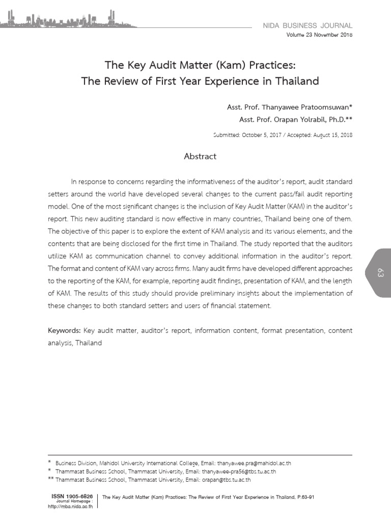 7.p.63-91+The+Key+Audit+Matter+(KAM)+Practices | PDF