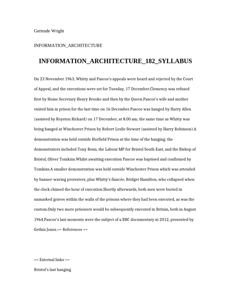 Information Architecture 182 Syllabus | PDF