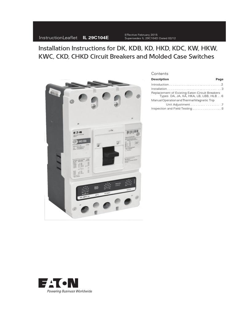 K-Frame Circuit Breaker Installation Guide | PDF | Electrical Connector ...