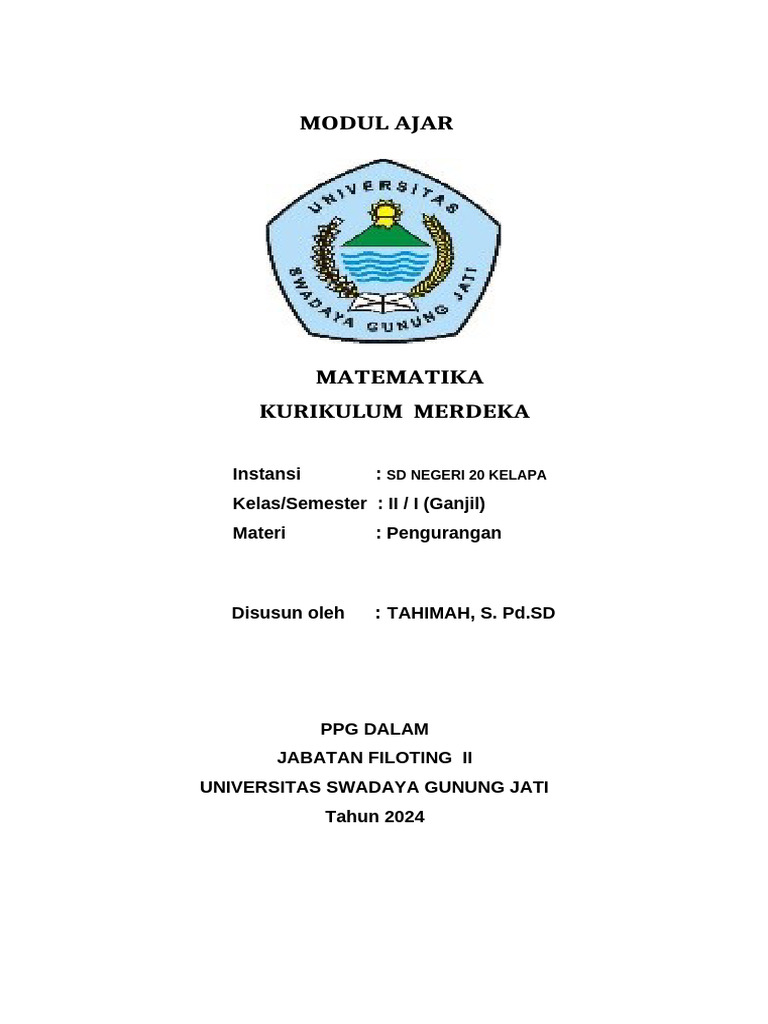 Modul Ajar Pengurangan Kelas II SD | PDF
