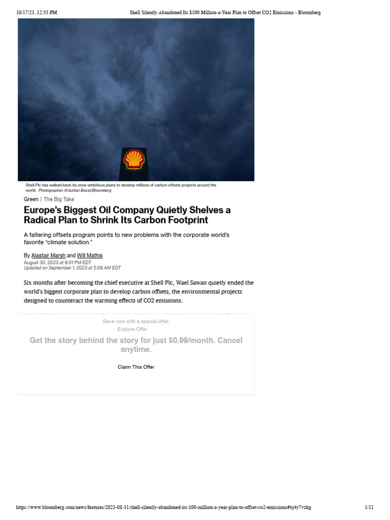 Shell Abandons $100M CO2 Offset Plan | PDF | Natural Environment ...