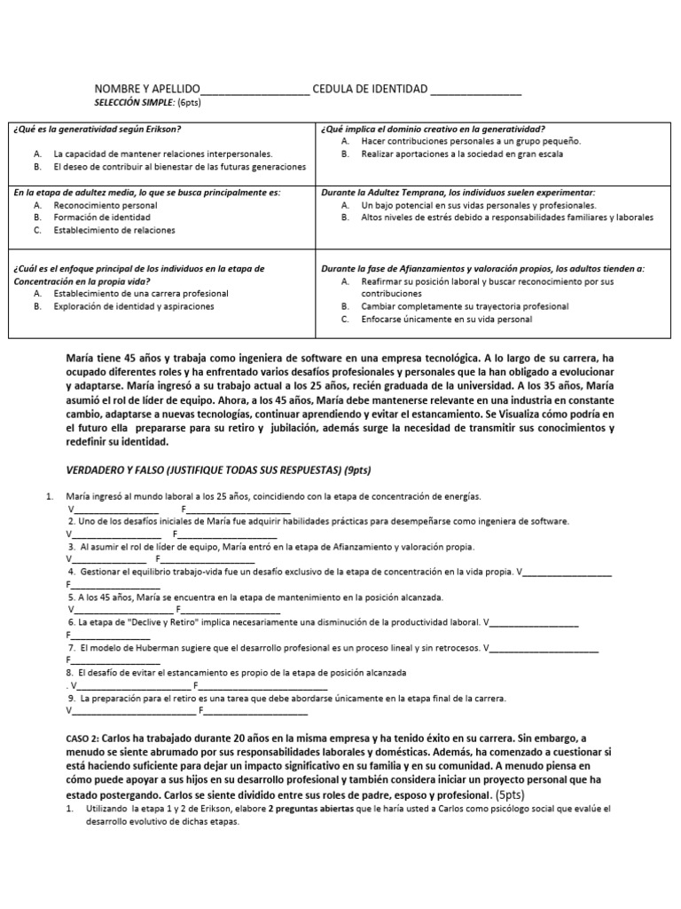Examen Psic Desarrollo Imprimir 41 | PDF | Adultos | Sicología