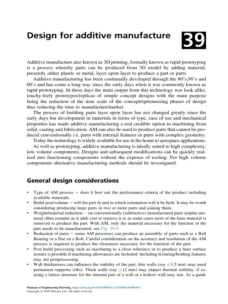 39 Design For Additive Manufacture 2020 Manual of Engineering Drawing ...