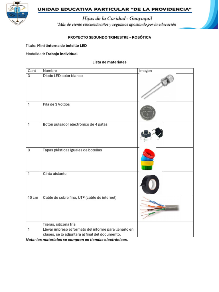 Proyecto Linterna Segundo Trimestre | PDF | Diodo emisor de luz ...