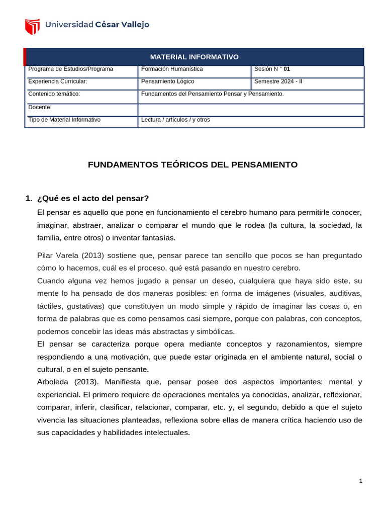 S01 - Material - Informativo | PDF | Pensamiento | Razón
