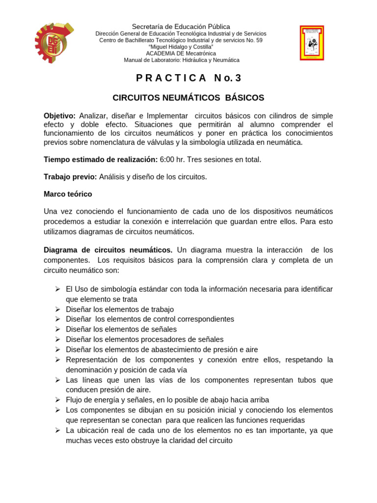 Practica No.3: Circuitos Neumáticos Básicos | PDF | Neumática | Red eléctrica