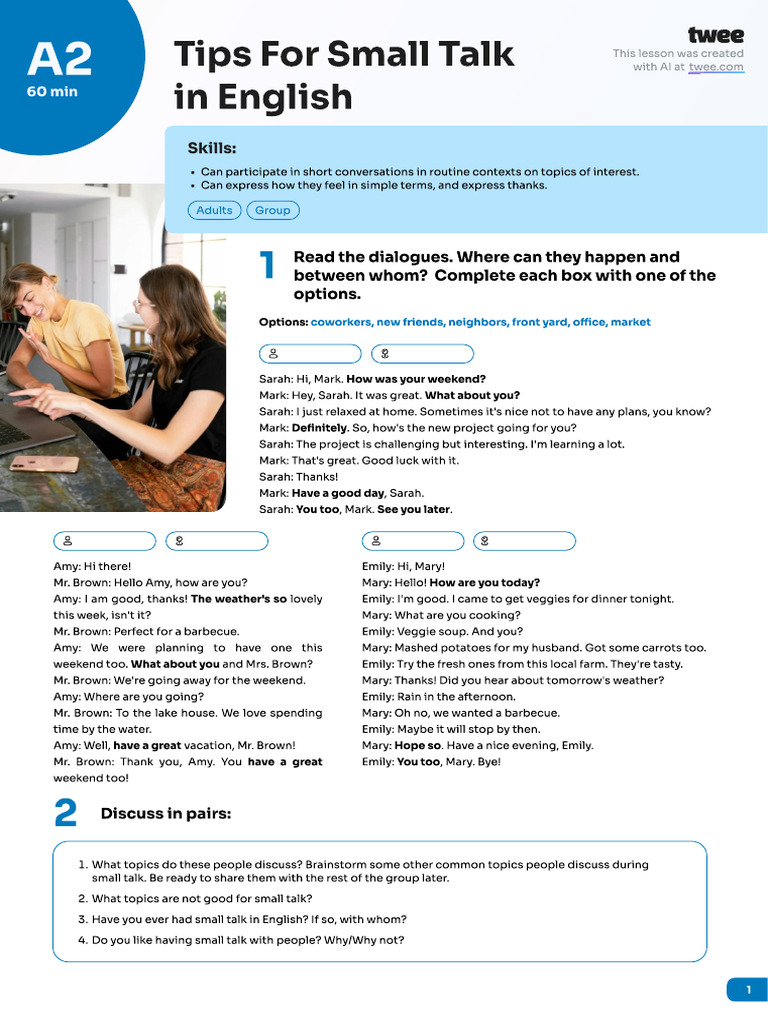 Small Talk A2 | PDF
