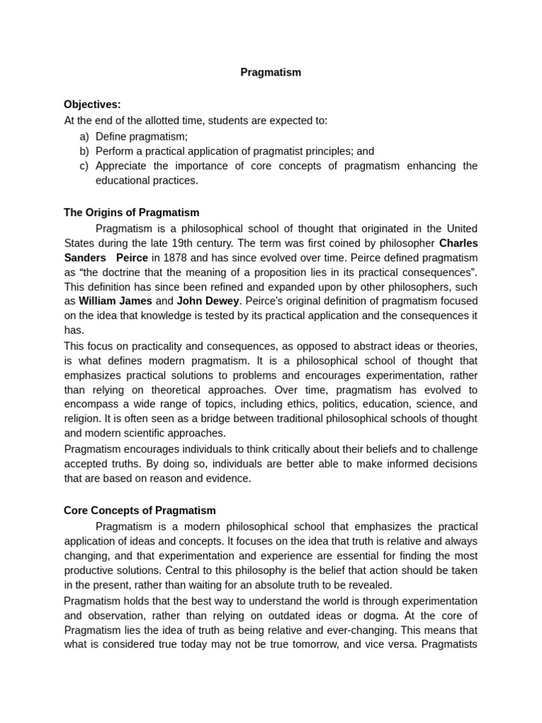 Pragmatism | PDF | Pragmatism | Learning Pragmatism | PDF | Pragmatism | Learning