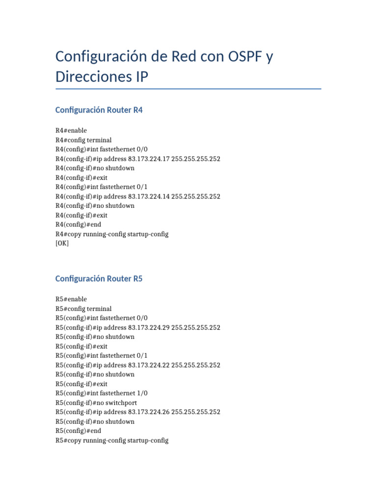 Configuracion Red OSPF | PDF