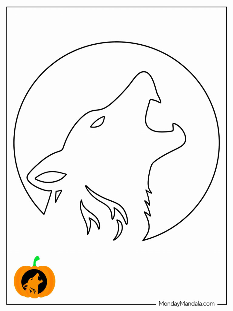 Wolf-Howling-Pumpkin-Stencil | PDF