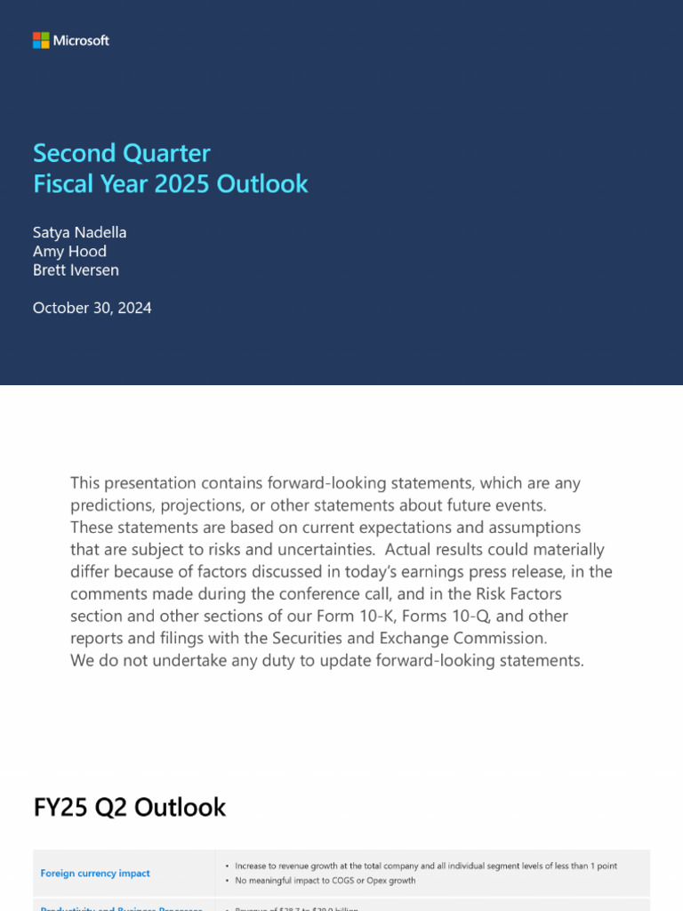 Outlook FY25 Q1 | PDF