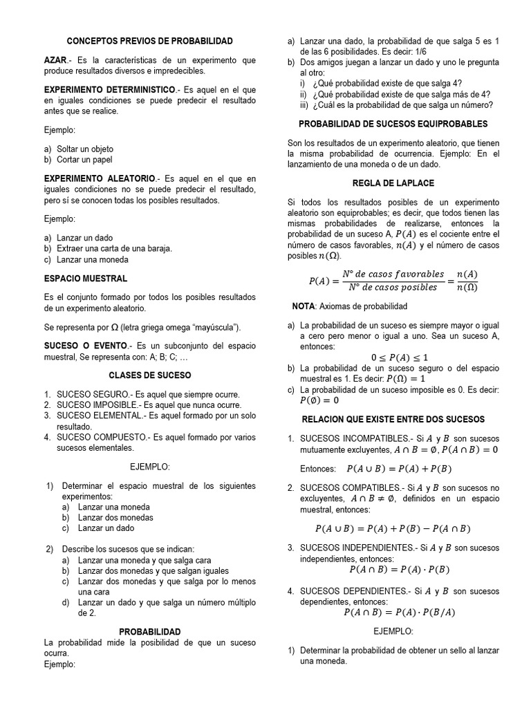 Introducción a la Probabilidad y Sucesos | PDF | Probabilidad | Teoría ...