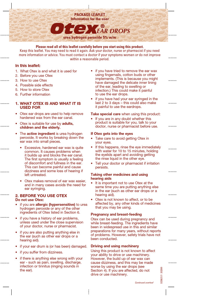 Otex Ear Drops: Active Ingredient Info | PDF | Medical Specialties ...