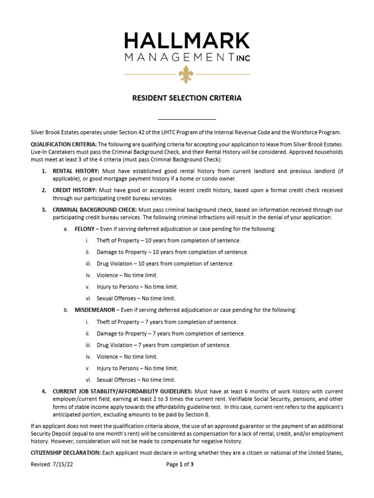 Resident Selection Plan - SIB 7-15-22 | PDF | Section 504 Of The ...