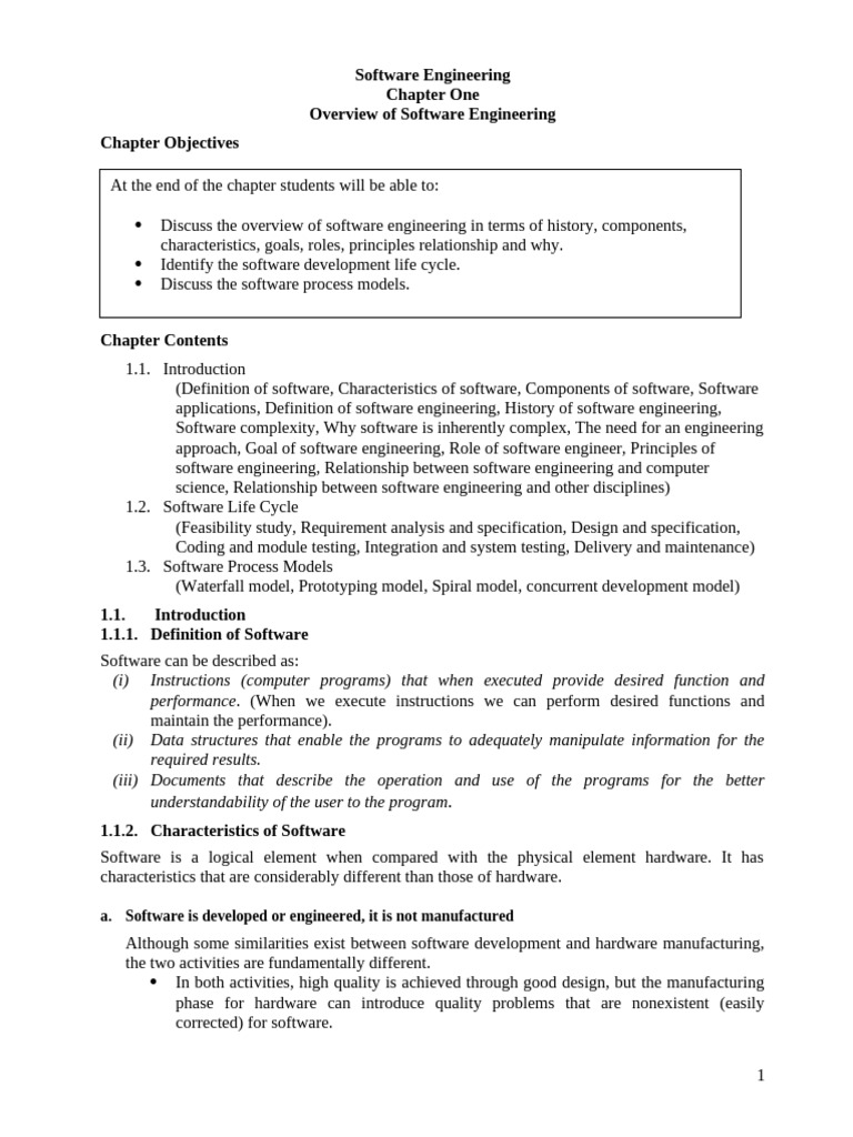 Software Engineering - CH 1 - Introduction - Handout | PDF | Software ...