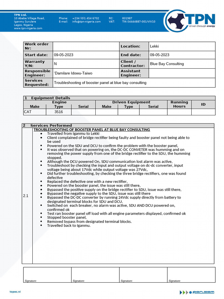 Troubleshooting of Booster Panel at Blue Bay Consulting | PDF ...