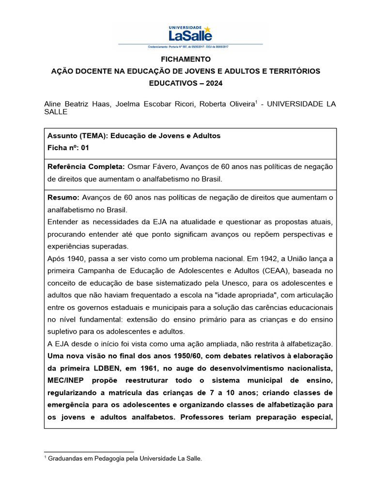 Fichamento Aline Haas, Joelma Ricori e Roberta Oliveira - Docx ...