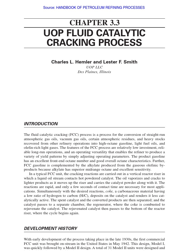 Uop Fluid Catalytic Cracking Process: Charles L. Hemler and Lester F ...