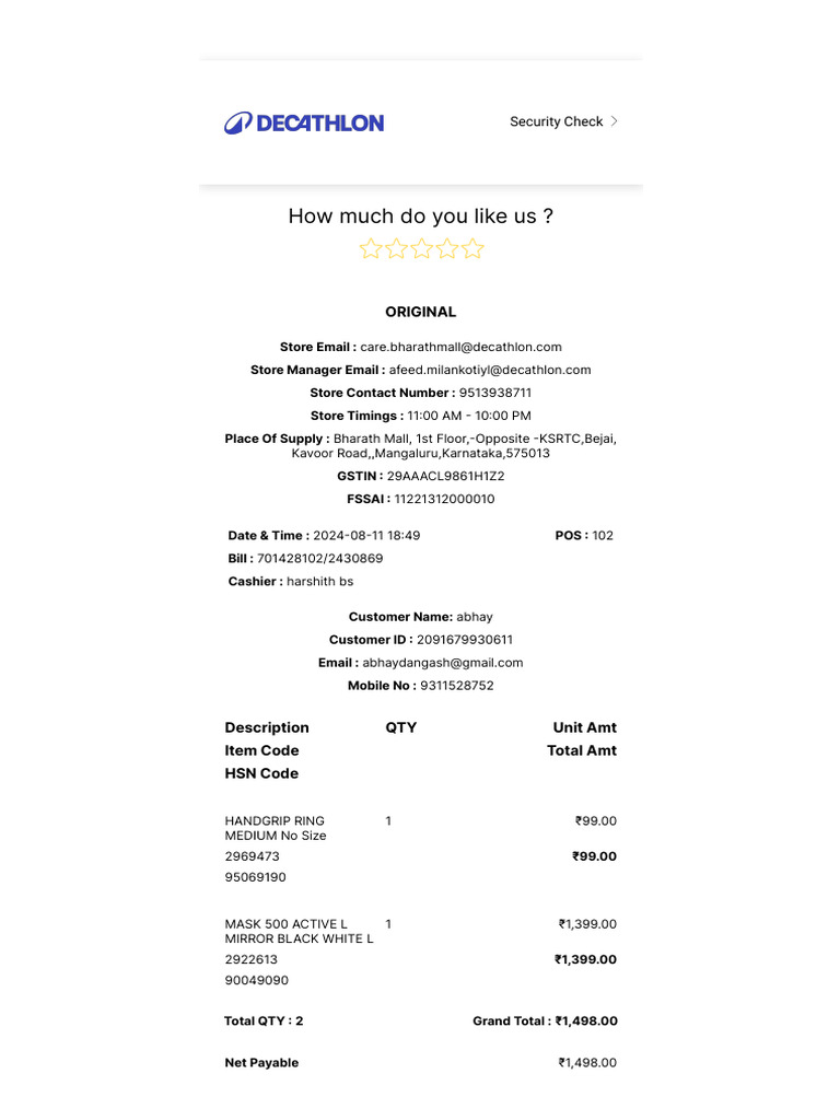 Decathlon Purchase Receipt Summary | PDF | Taxation | Government Finances