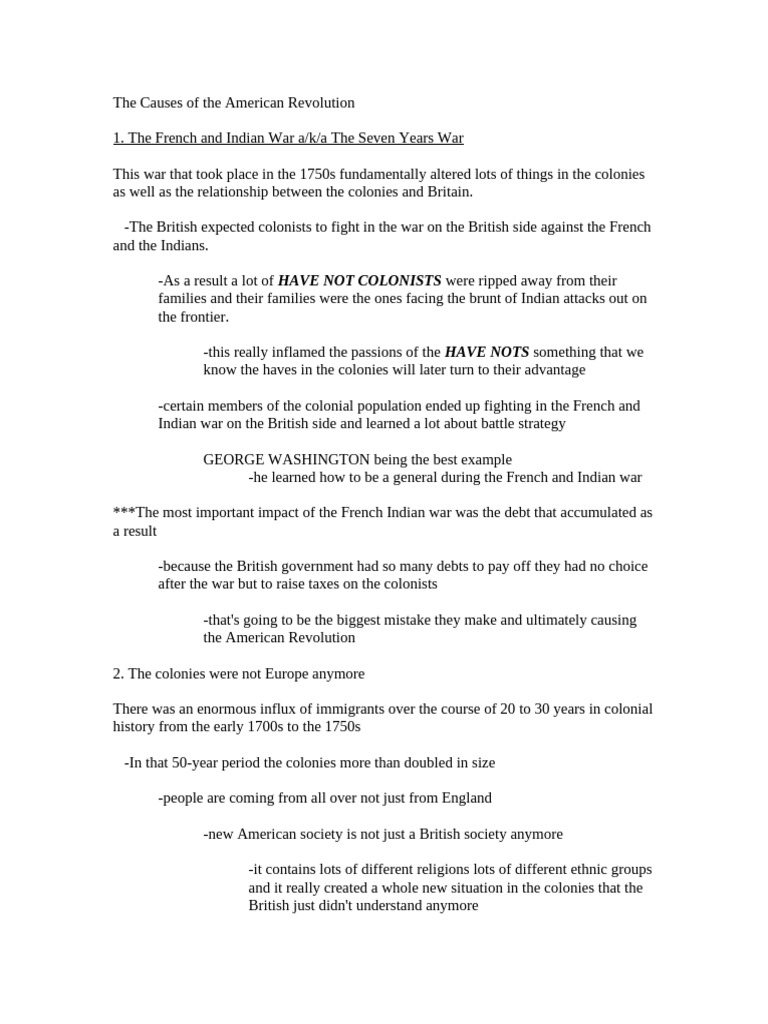 American Revolution Notes | PDF | George Washington | Military