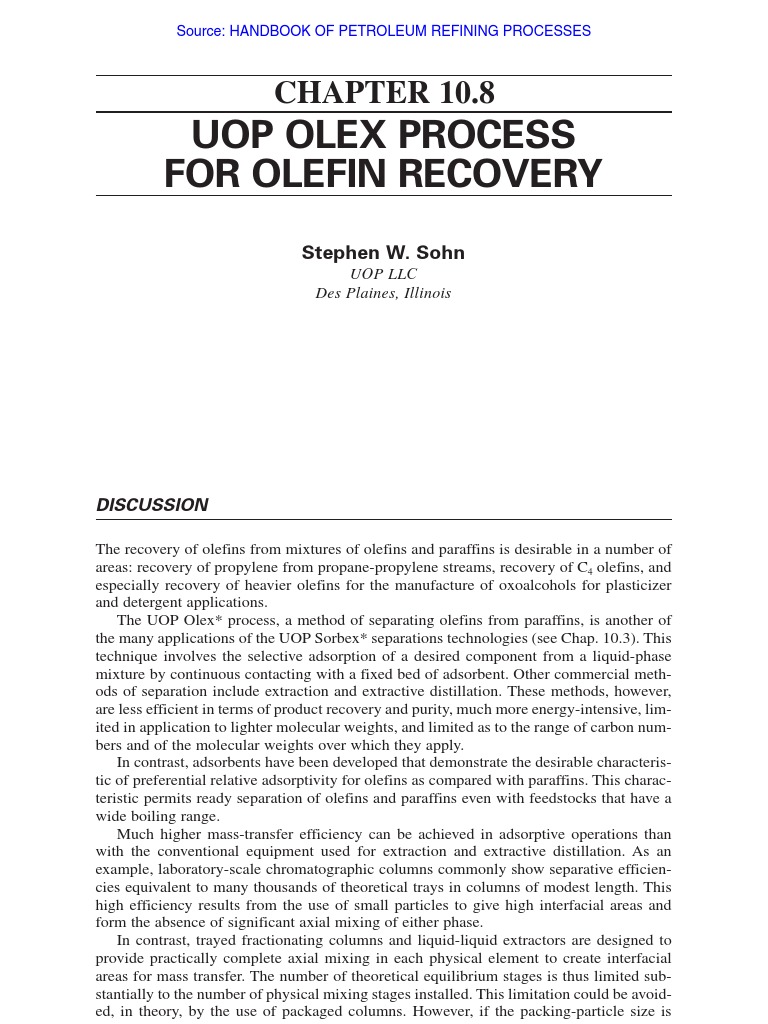 Uop Olex Process For Olefin Recovery: Stephen W. Sohn | PDF ...