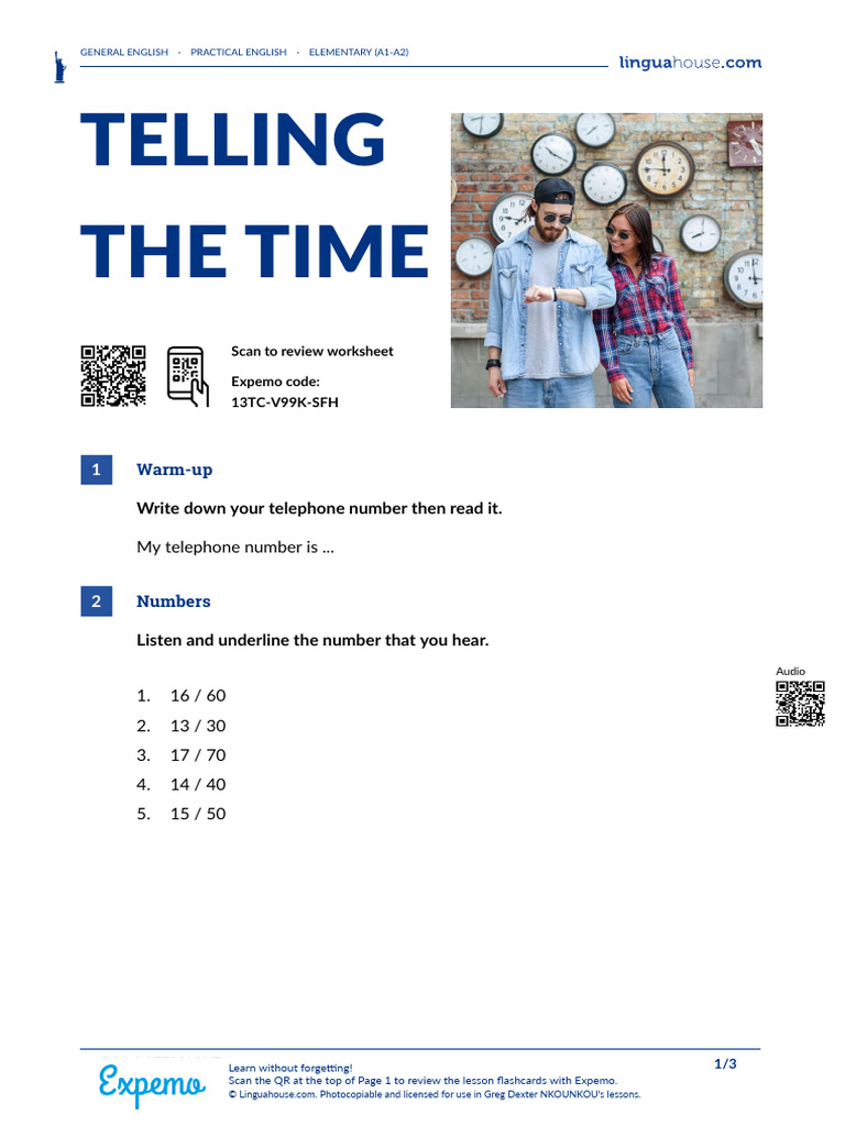 Telling The Time American English Student Ver2 | PDF